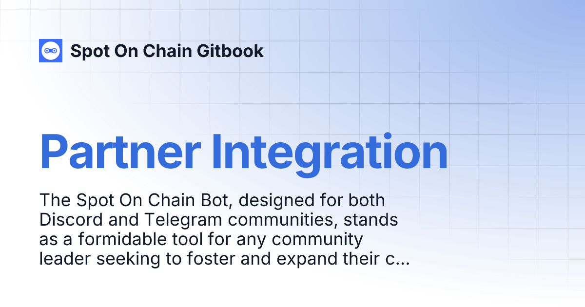 Partner Integration | Spot On Chain Gitbook